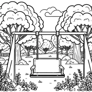 Swing under oak tree coloring page Lulu Pages