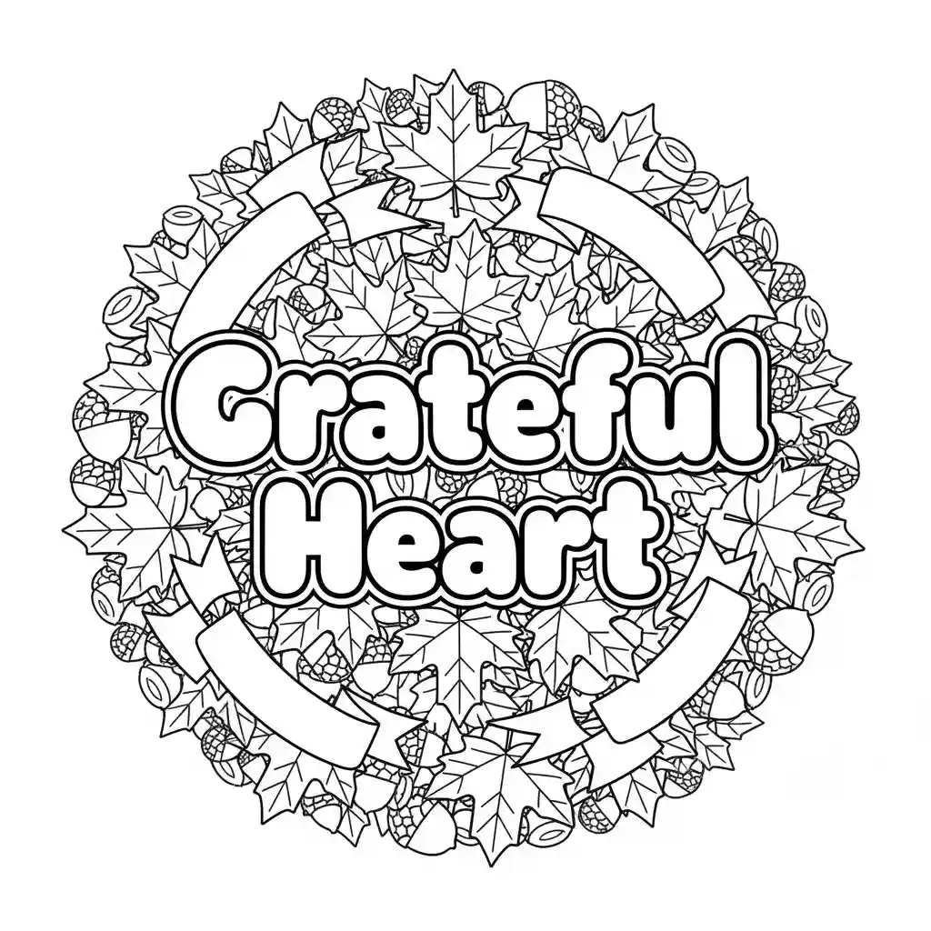 Grateful Heart Thanksgiving Quote Coloring Lulu Pages