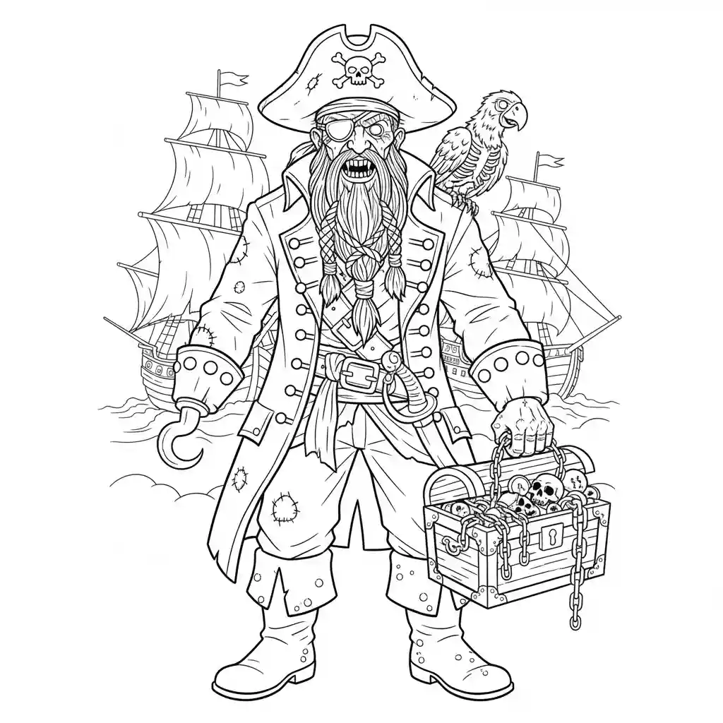 Scary Pirate Captain Coloring Page Lulu Pages