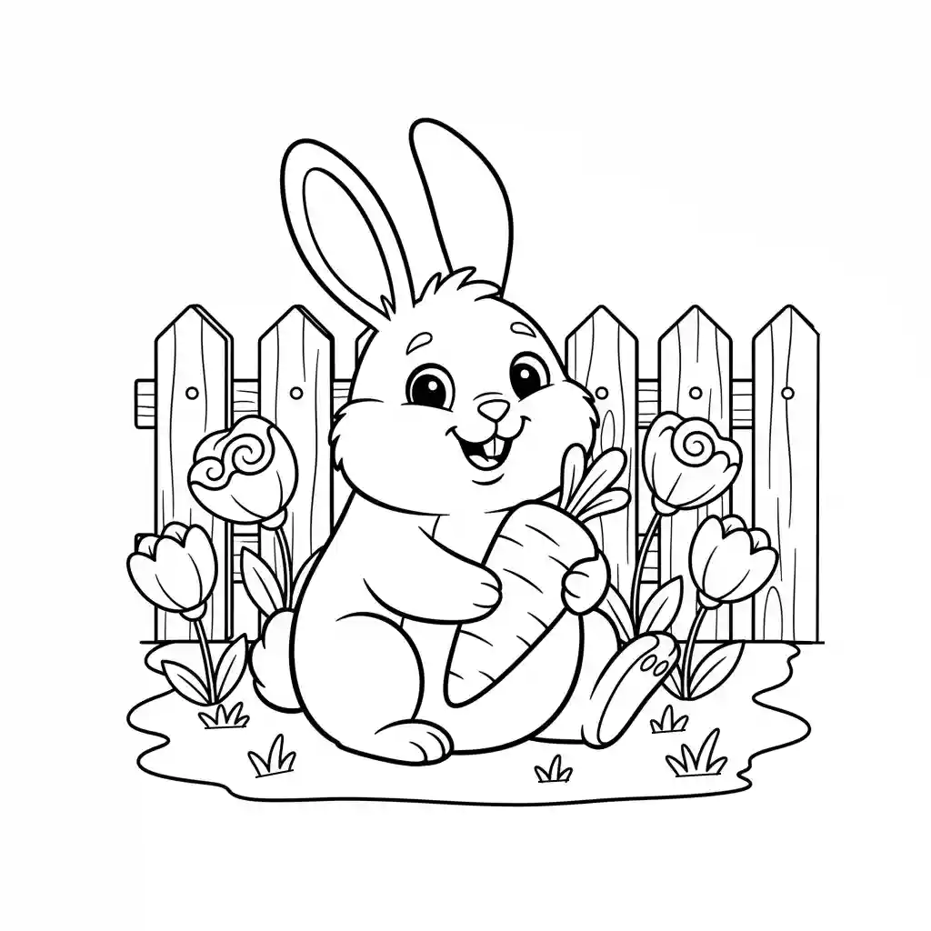 Bunny Rabbit in the Garden Coloring Page Lulu Pages