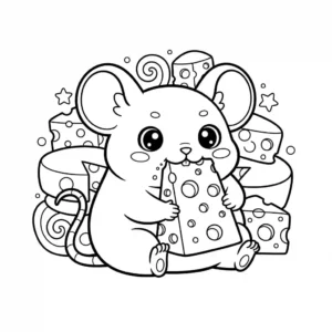 Mouse on swiss cheese coloring page Lulu Pages