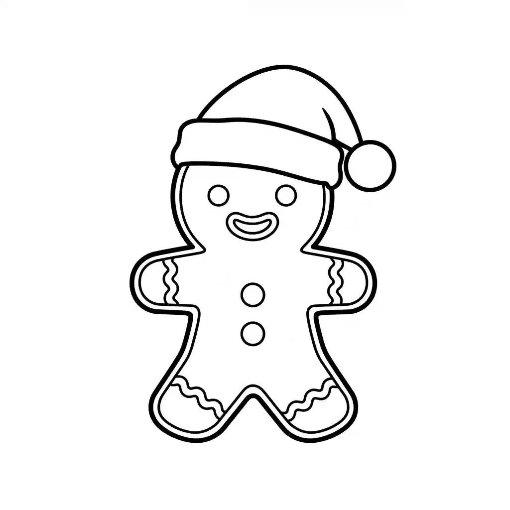 Gingerbread Man Santa Hat Coloring Sheet Lulu Pages