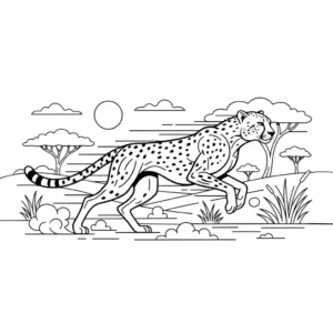 Running cheetah close-up coloring page Lulu Pages