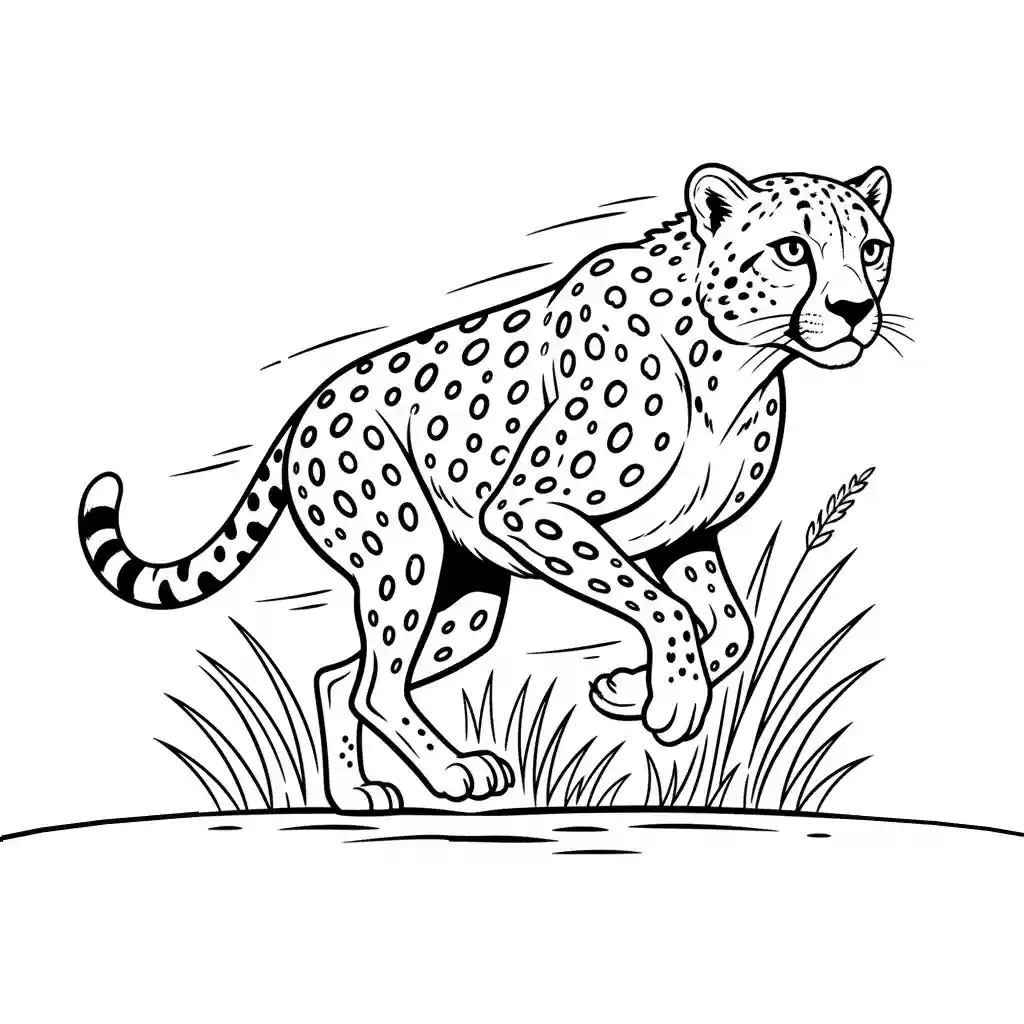 Adult Cheetah Running - Printable Coloring Page Outline Lulu Pages
