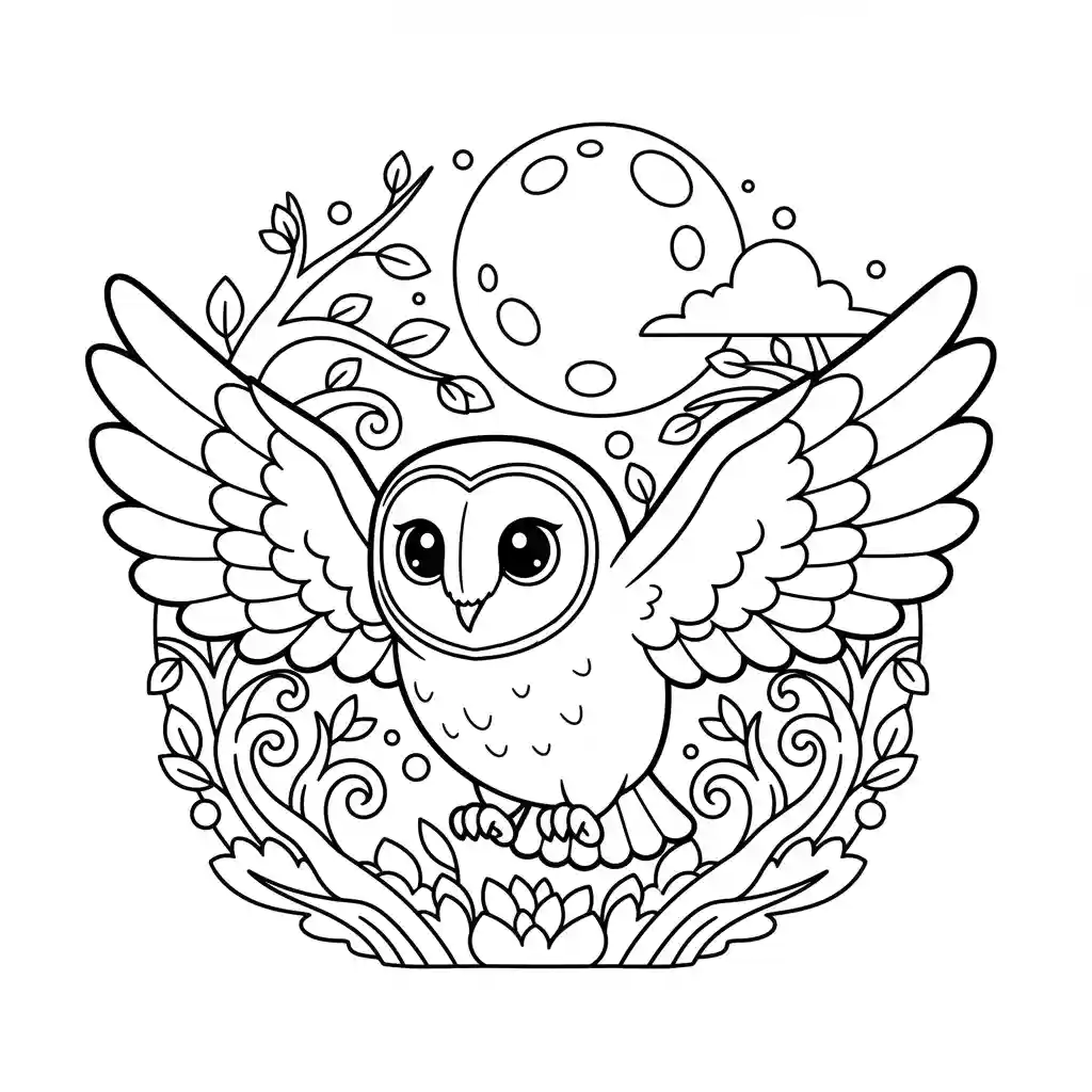 Detailed Barn Owl Flying Coloring Page Lulu Pages