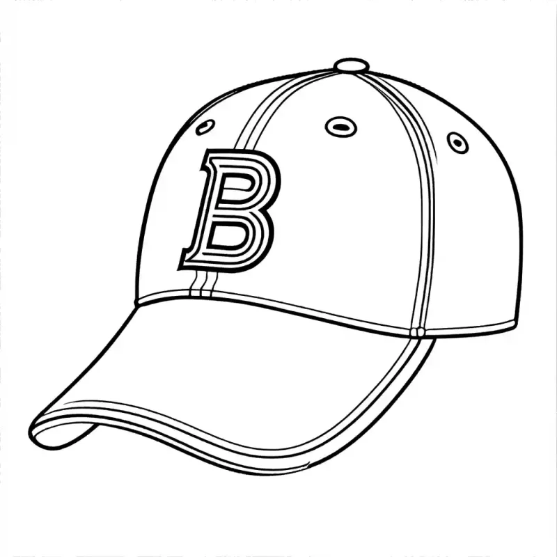 Baseball cap coloring page - front view Lulu Pages