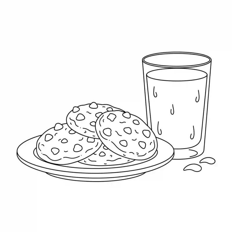 Classic Cookies and Milk Coloring Page Line Art Lulu Pages