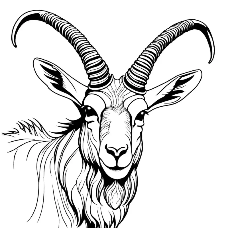 Close-up of markhor's spiral horns coloring page Lulu Pages