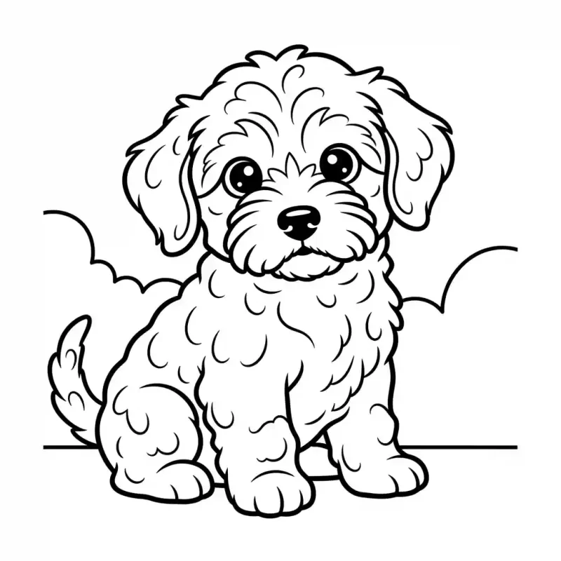 Cute Lagotto Puppy Coloring Outline Lulu Pages
