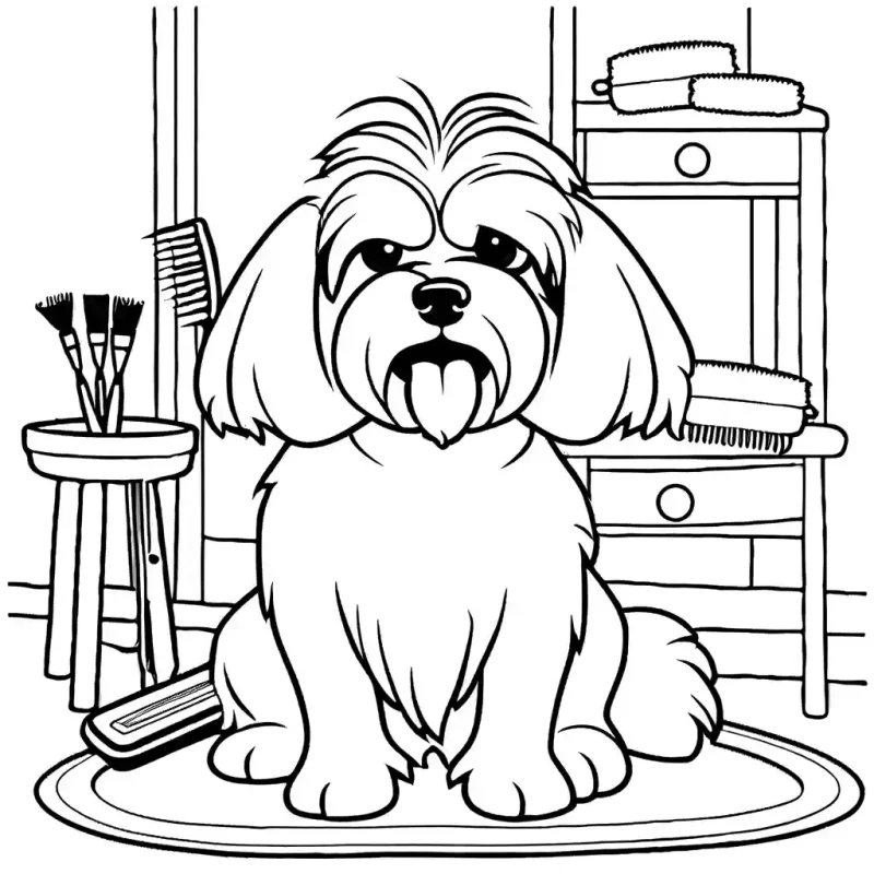 Grooming a maltese dog coloring page Lulu Pages