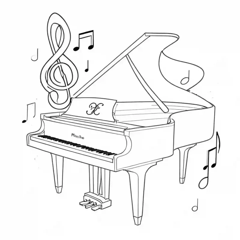 Piano and musical notes coloring page Lulu Pages