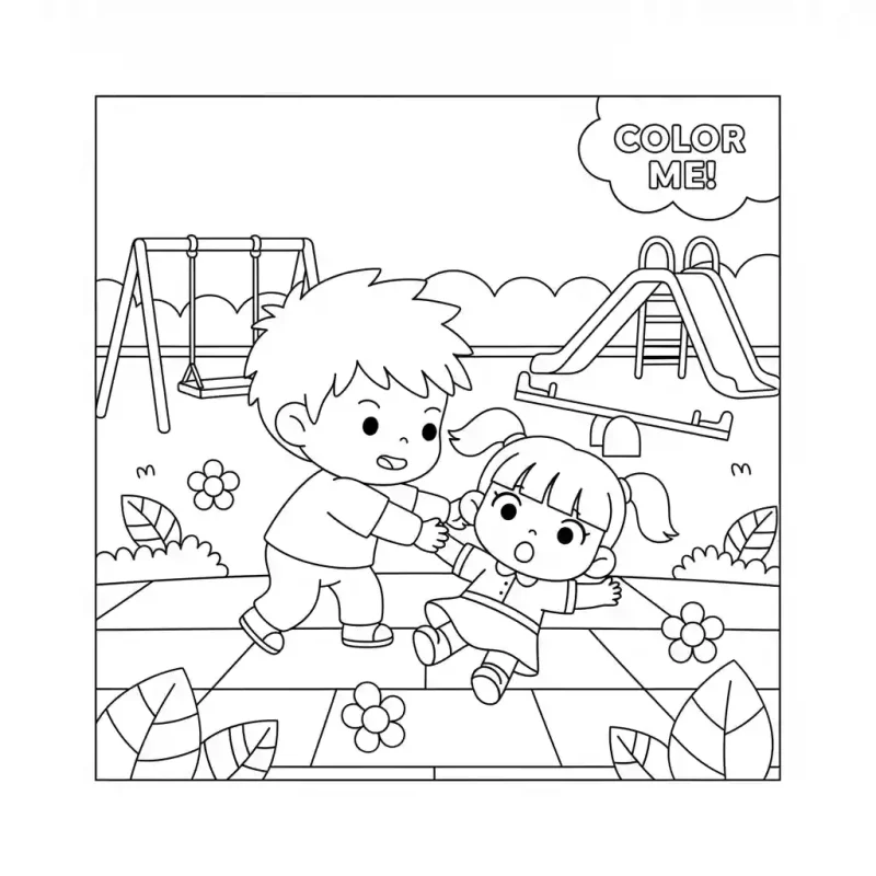 Playground Bully Coloring Page Lulu Pages