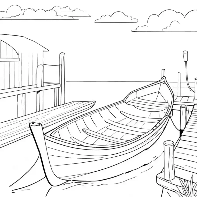Rowboat near a dock coloring page Lulu Pages
