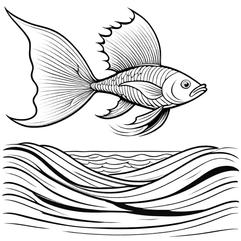 Soaring flying fish coloring page Lulu Pages