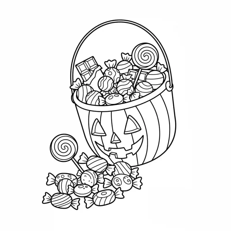 Trick-or-Treat Candy Bucket Coloring Page Lulu Pages