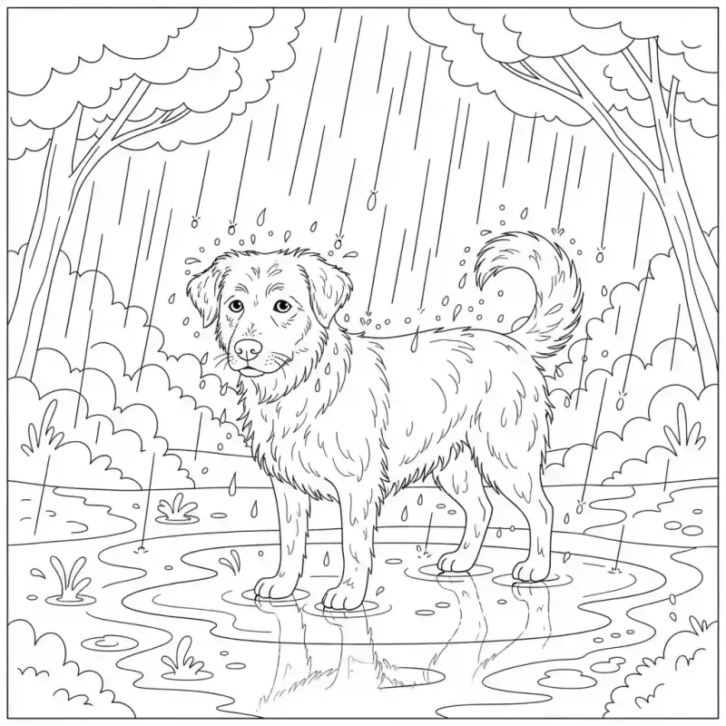 Wet Mutt Dog Coloring Page Lulu Pages
